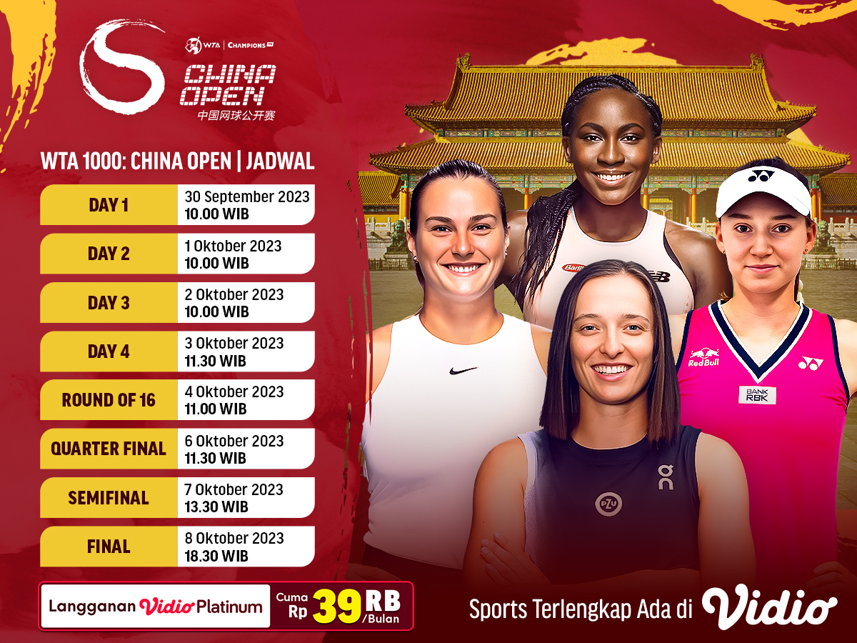 Jadwal dan Live Streaming WTA 1000: China Open 2023 | Vidio